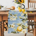 Burlap Table Runner 36 Inches Long, Watercolor Lemon Flower Leaf Non ...