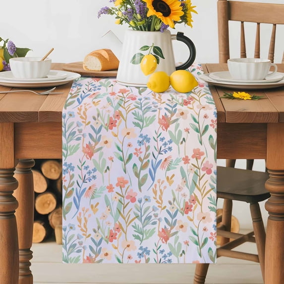 Burlap Table Runner 36 Inches Long, Watercolor Orange Blue Gradual ...