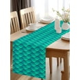 Burlap Table Runner 48 Inches Long, Abstract Geometric Wave Lines Non ...