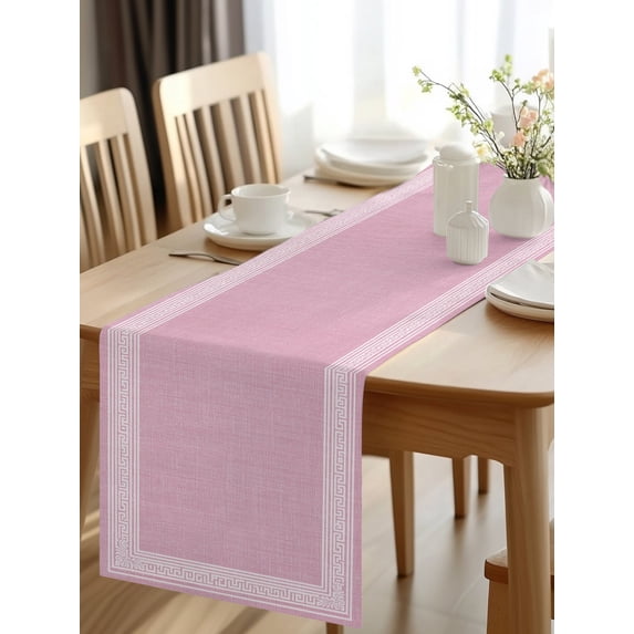 Burlap Table Runner 48 Inches Long, Abstract Greek Inspired Key Pattern ...