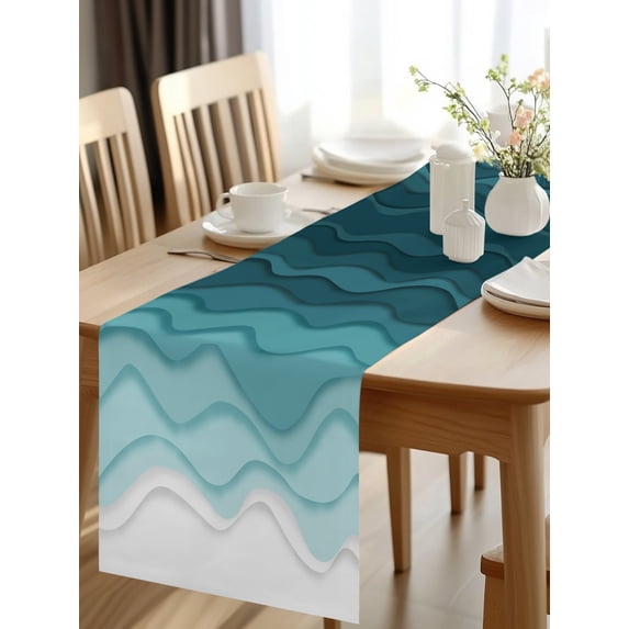Burlap Table Runner 48 Inches Long, Abstract Ocean Sea Wave Water ...