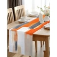 Burlap Table Runner 48 Inches Long, Abstract Orange Gray Square Non ...