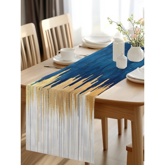 Burlap Table Runner 48 Inches Long, Abstract Style Oil Painting Non ...