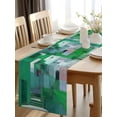 Burlap Table Runner 48 Inches Long, Abstracts Green Painting Buildings ...