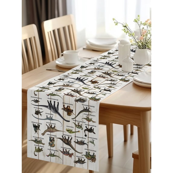 Burlap Table Runner 48 Inches Long, Animal Dinosaur Non-Slip Kitchen ...