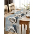Burlap Table Runner 48 Inches Long, Beach Shell Blue Gradient Non-Slip ...