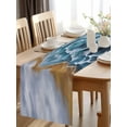 Burlap Table Runner 48 Inches Long, Blue Brown Gray Graduality Waves ...
