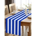 Burlap Table Runner 48 Inches Long, Blue Stripes Summer Nautical Non ...