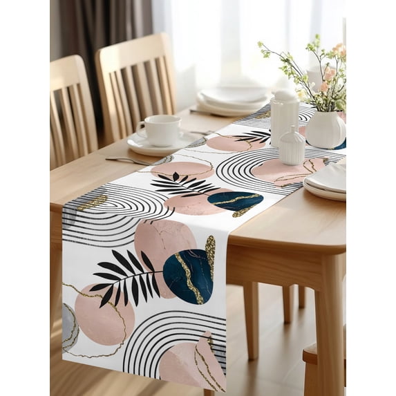 Burlap Table Runner 48 Inches Long, Boho Leaf Arch Sun Non-Slip Kitchen ...