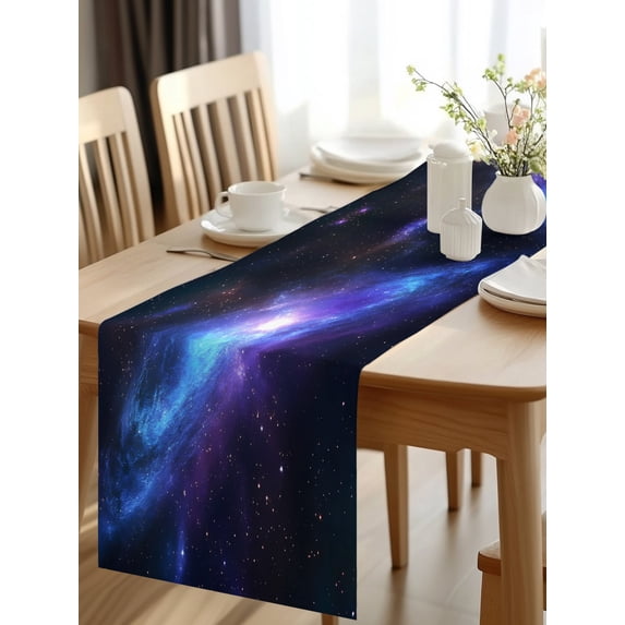 Burlap Table Runner 48 Inches Long, Cosmic Blue Purple Non-Slip Kitchen ...
