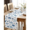 Burlap Table Runner 48 Inches Long, Cute Dinosaurs Blue Geometric Non ...