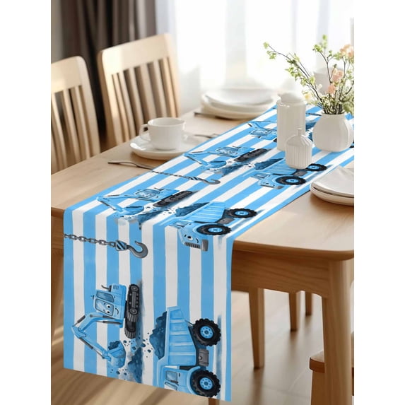Burlap Table Runner 48 Inches Long, Cute Ground Truck Excavator Non ...