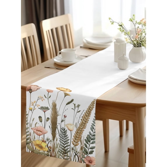 Burlap Table Runner 48 Inches Long, Daisy Autumn Country Flowers ...