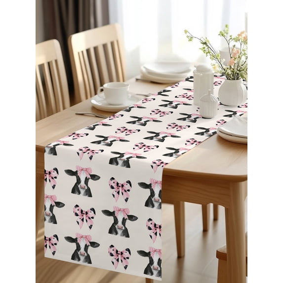 Burlap Table Runner 48 Inches Long, Farm Butterfly Cone Cow Non-Slip ...
