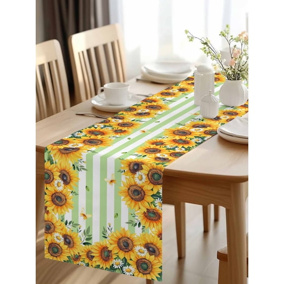 Burlap Table Runner 48 Inches Long, Farm Sunflower Butterfly Leaf Non ...