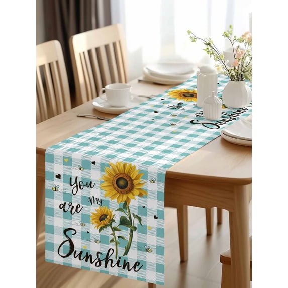 Burlap Table Runner 48 Inches Long, Farm Sunflower Sunshine Word Non ...