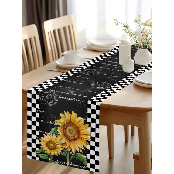 Burlap Table Runner 48 Inches Long, Farm Yellow Sunflower Green Leaf ...