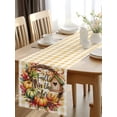 Burlap Table Runner 48 Inches Long, Farmhouse Pumpkin on Plaid Non-Slip ...