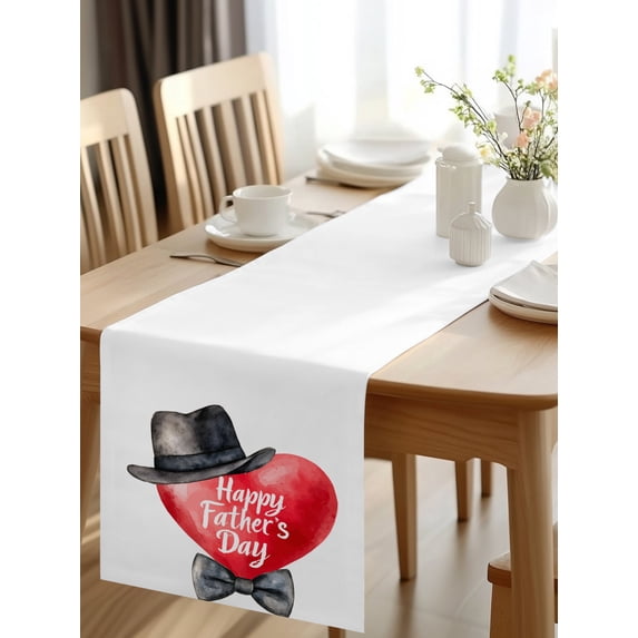 Burlap Table Runner 48 Inches Long, Father's Day Red Heart Non-Slip ...