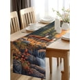 Burlap Table Runner 48 Inches Long, Forest Deer River Landscape Non ...
