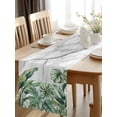 Burlap Table Runner 48 Inches Long, Green Palm Leaf Marble Non-Slip ...