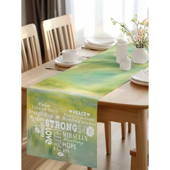 Burlap Table Runner 48 Inches Long, Inspiration Quotes Heart Shaped Non ...