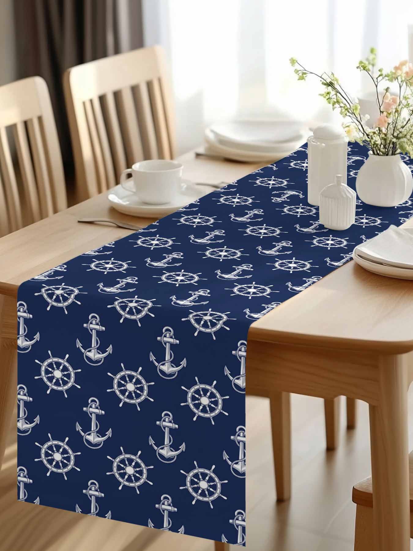 Burlap Table Runner 48 Inches Long, Marine Nautical Rudder Anchor Non ...