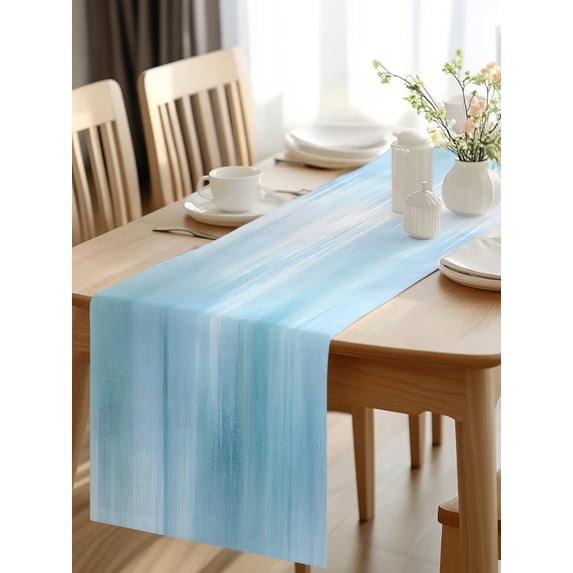 Burlap Table Runner 48 Inches Long, Minimalist Blue Background Non-Slip ...