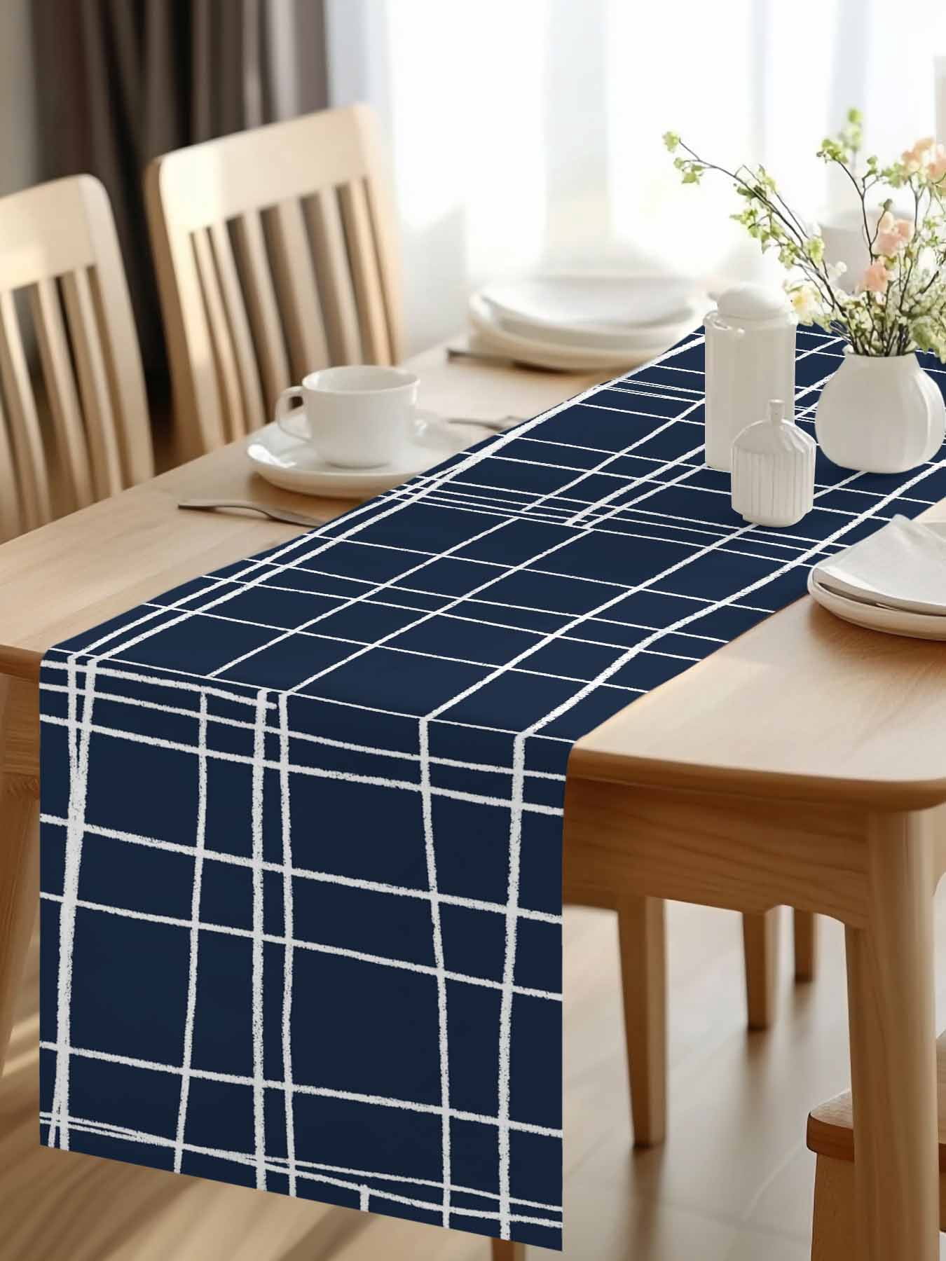Burlap Table Runner 48 Inches Long, Minimalist Grid Lines Non-Slip ...