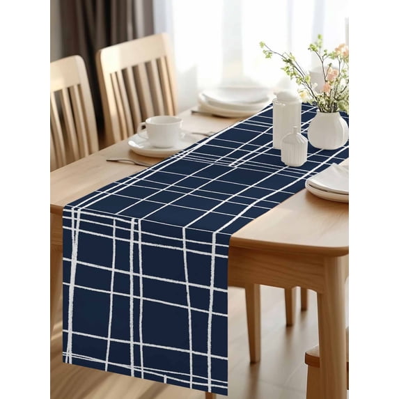 Burlap Table Runner 48 Inches Long, Minimalist Grid Lines Non-Slip ...