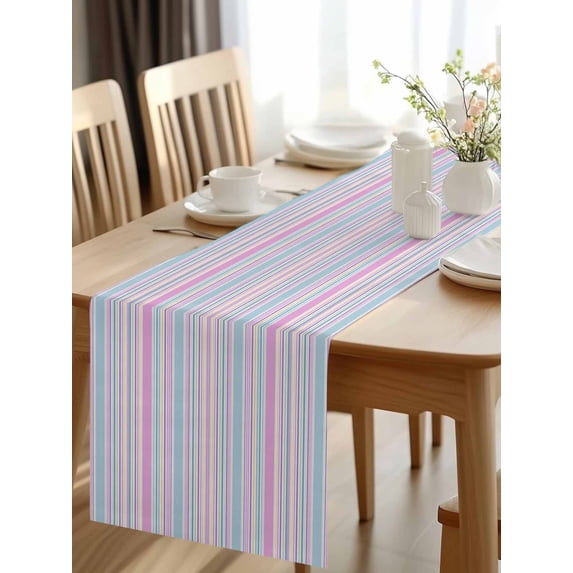 Burlap Table Runner 48 Inches Long, Minimalist Vertical Stripe Colorful ...