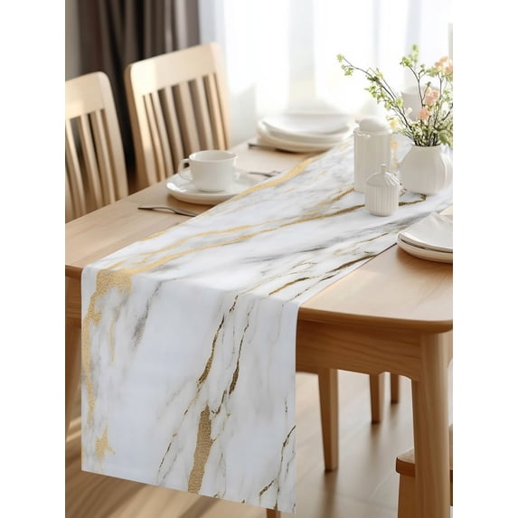 Burlap Table Runner 48 Inches Long, Modern Mable Texture Non-Slip ...