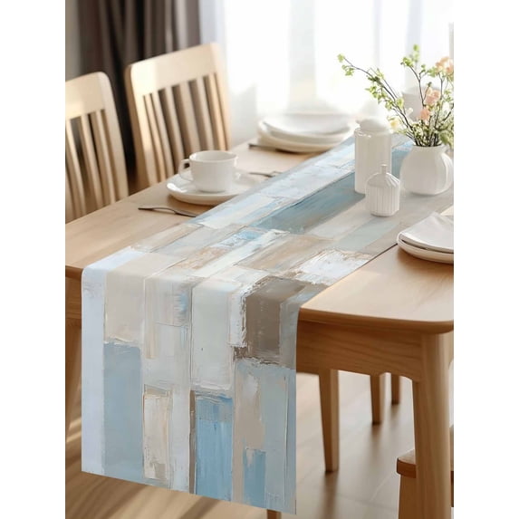 Burlap Table Runner 48 Inches Long, Modern Minimalist Color Block Non ...