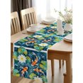 Burlap Table Runner 48 Inches Long, Orange Fish Scales Lotus Green ...