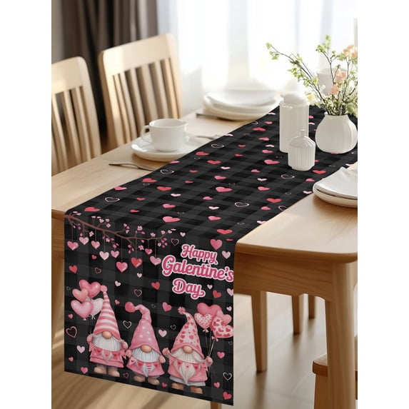 Burlap Table Runner 48 Inches Long, Pink Dwarf Balloons Love Hearts Non ...