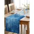 Burlap Table Runner 48 Inches Long, Retro Abstract Blue White Building ...