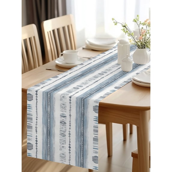 Burlap Table Runner 48 Inches Long, Retro Ethnic Tribal Pattern Non ...