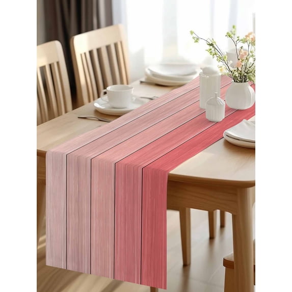 Burlap Table Runner 48 Inches Long, Retro Gradient Pink Wood Board Non ...