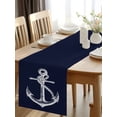 Burlap Table Runner 48 Inches Long, Retro Nautical Anchor Navy Blue Non ...