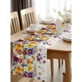 Burlap Table Runner 48 Inches Long, Retro Watercolor Garden Flowers Non ...