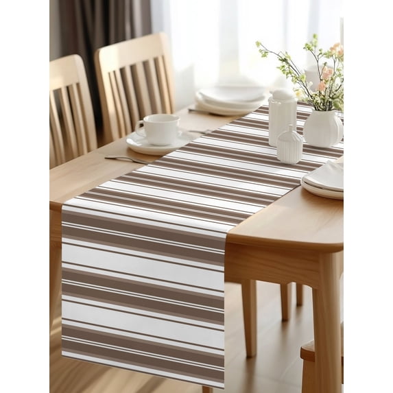 Burlap Table Runner 48 Inches Long, Rustic Brown Stripes Non-Slip ...