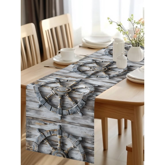 Burlap Table Runner 48 Inches Long, Rustic Retro Wood Plank Non-Slip ...