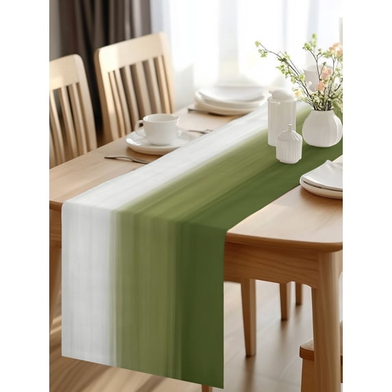 Burlap Table Runner 48 Inches Long, Sage Green Gradient Stripes Non ...