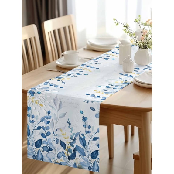 Burlap Table Runner 48 Inches Long, Spring Eucalyptus Leaves Non-Slip ...