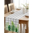 Burlap Table Runner 48 Inches Long, Spring Ferns Plant Leaf Gray Plaid ...