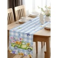 Burlap Table Runner 48 Inches Long, Spring Flower Green Farm Truck Non ...