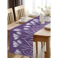 Burlap Table Runner 48 Inches Long, Spring Garden Tulip on Purple Non ...