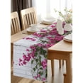 Burlap Table Runner 48 Inches Long, Spring Pink Blossom Flower Leaves ...