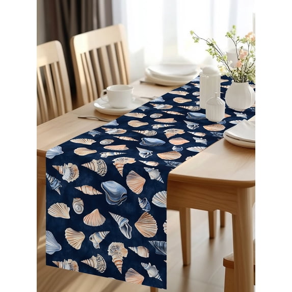 Burlap Table Runner 48 Inches Long, Summary Ocean Shell Conch Seamless ...