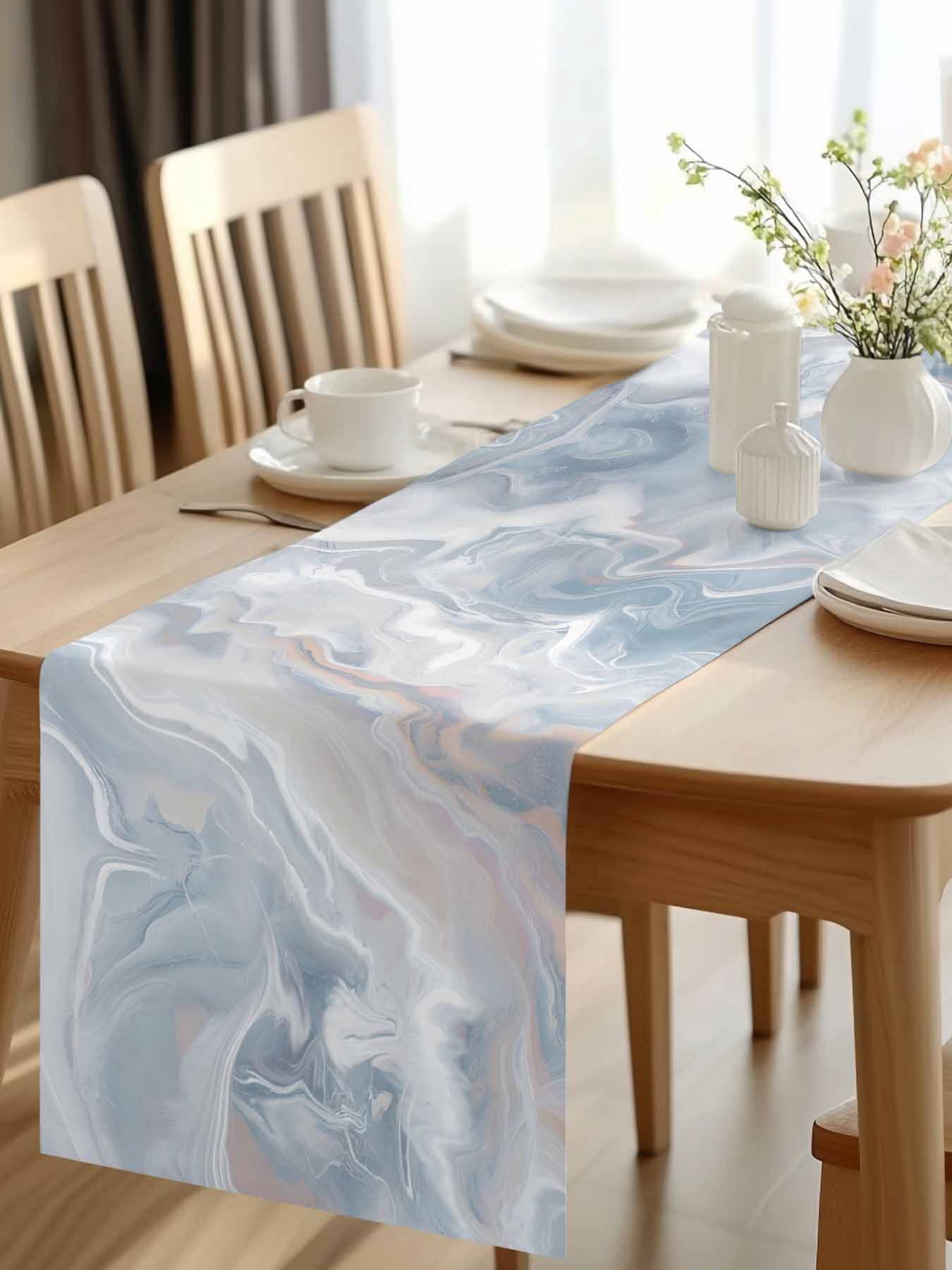 Burlap Table Runner 48 Inches Long, Summer Abstract Gradient Blue ...